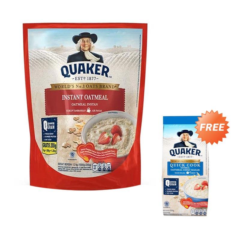 Jual QUAKER Instant Oatmeal [1200 g] + Free QUAKER Quick Cooking ...