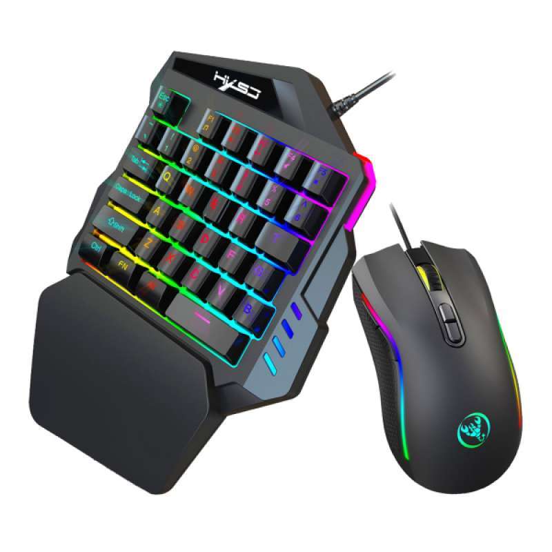 Jual Mini One-Handed Gaming Keyboard + Mouse Combo RGB Led Backlit USB ...