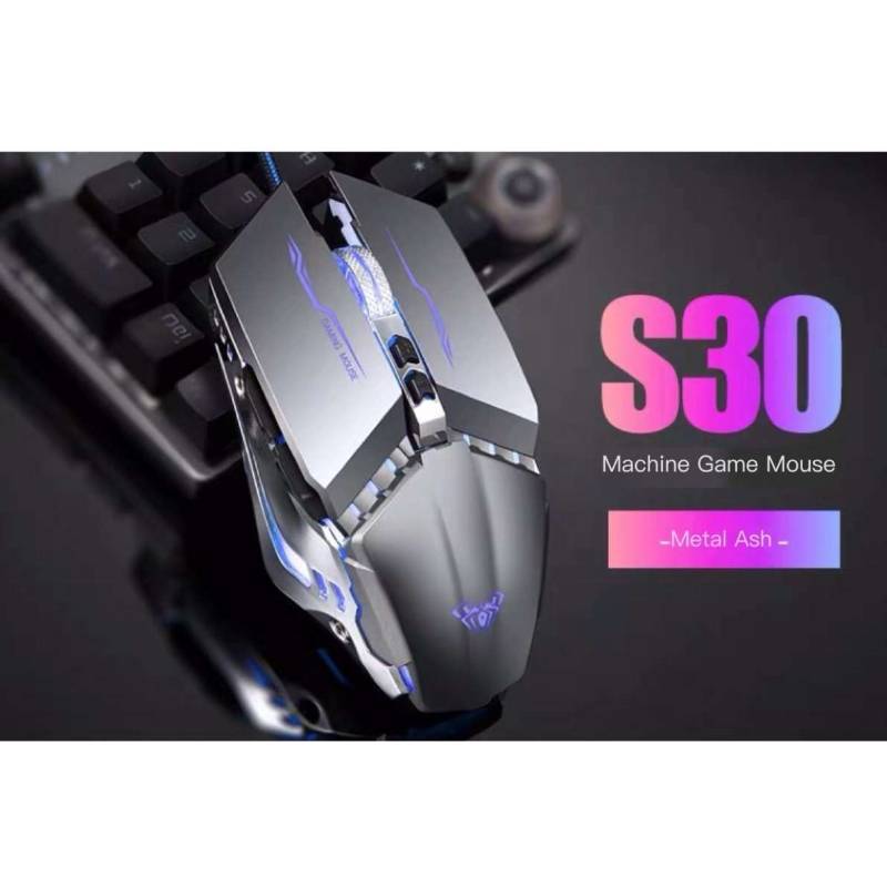 Jual Mouse Gaming AULA S30 – 2400DPI RGB Driver Macro Software - Silver ...