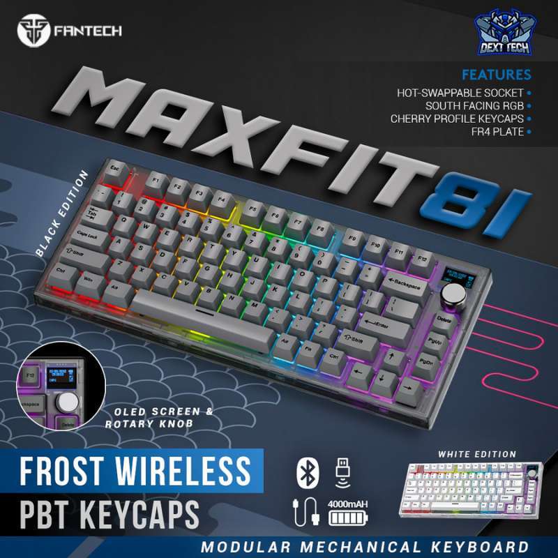 Jual Fantech Maxfit81 Wireless Bluetooth 75% Mechanical Keyboard Gaming ...