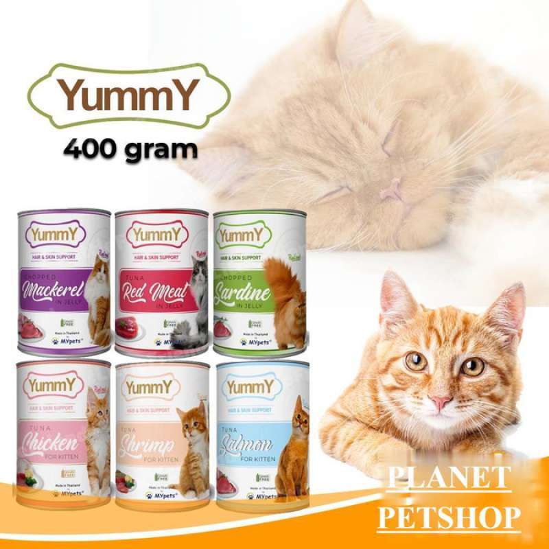 Jual Makanan Basah Kaleng Kucing Wet Food YUMMY CAT 400 GRAM - Mackerel ...