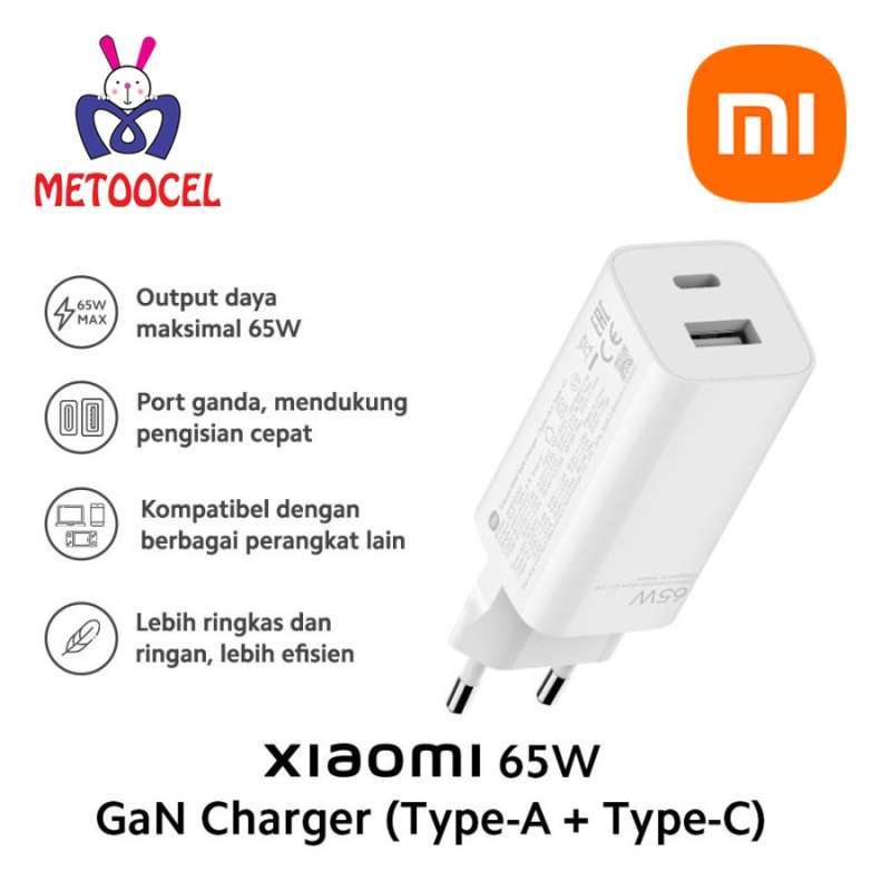 Jual Xiaomi 65W GaN Charger Dual Port (Type-A+Type-C) USB Fast Charging ...