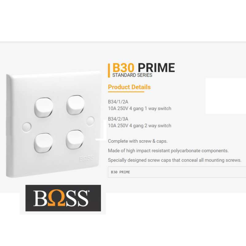Jual Saklar 4 Gang B30 1 Way Boss - 7020053 di Seller TARA ONLINE DEPOK ...
