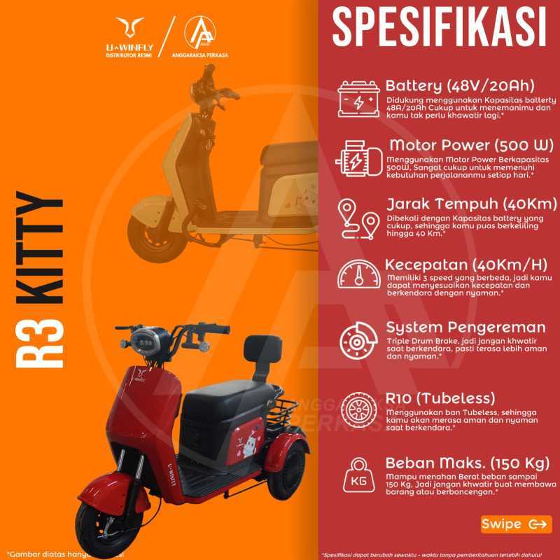 Jual Sepeda Listrik Roda 3 Uwinfly New Kitty / R3 New Kitty Garansi ...