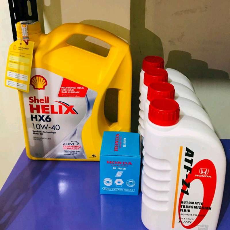 Jual Oli Mesin Shell Helix Hx6 10w 40 Paket Oli Matic Honda Atf Z1 ...
