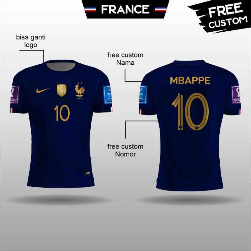 Promo Jersey piala dunia 2022 qatar baju france mbappe kaos fans timnas ...