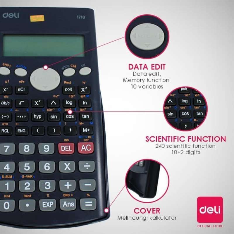Jual Kalkulator Ilmiah Deli 1710 - Calculator Scientific / Sekolah ...