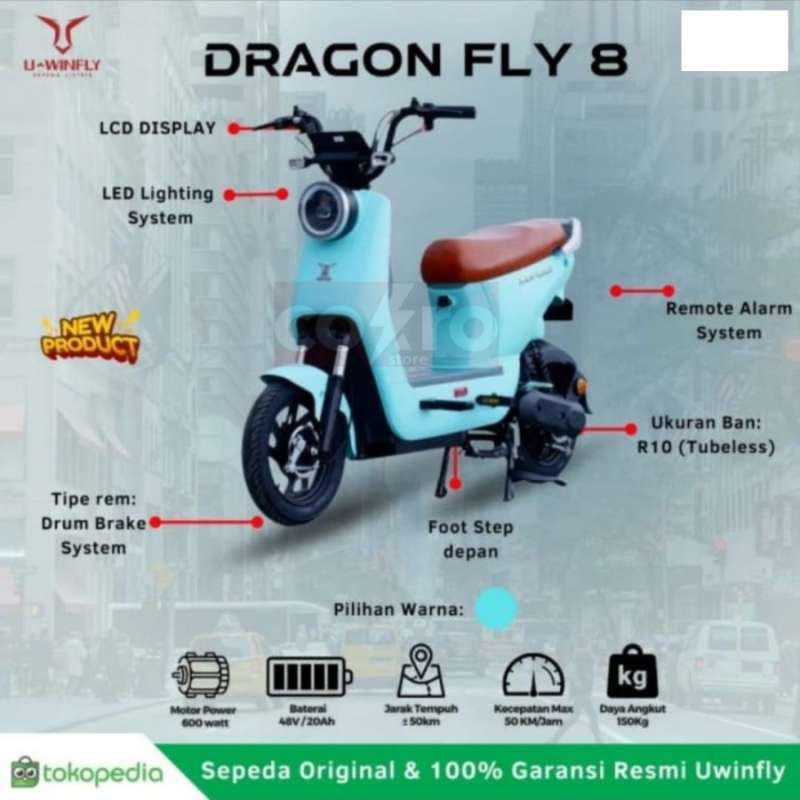 Jual Sepeda Listrik Uwinfly Df 8 Dragonfly 8 Moped Electric 600 Watt - Hijau Di Seller Gudang ...