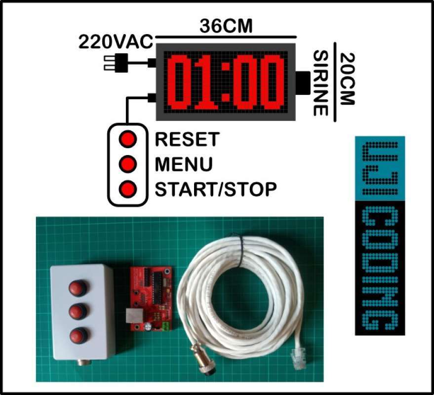 Jual Modul Controller Display Timer Stopwatch Counter Down Panel P10 ...