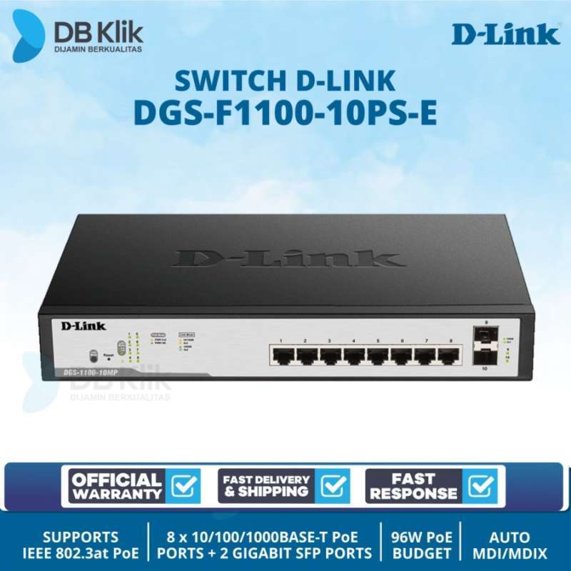 Promo Switch D-Link DGS-F1100-10PS-E Gigabit Managed 8Port PoE 96W + 2 SFP Diskon 2% di Seller ...