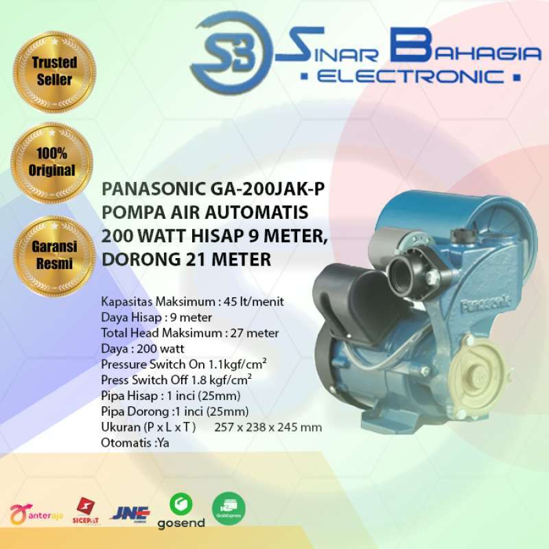 Jual Panasonic Ga-200jak-p Pompa Air Automatis 200 Watt Hisap 9 Meter, Dorong 21 Meter (new ...