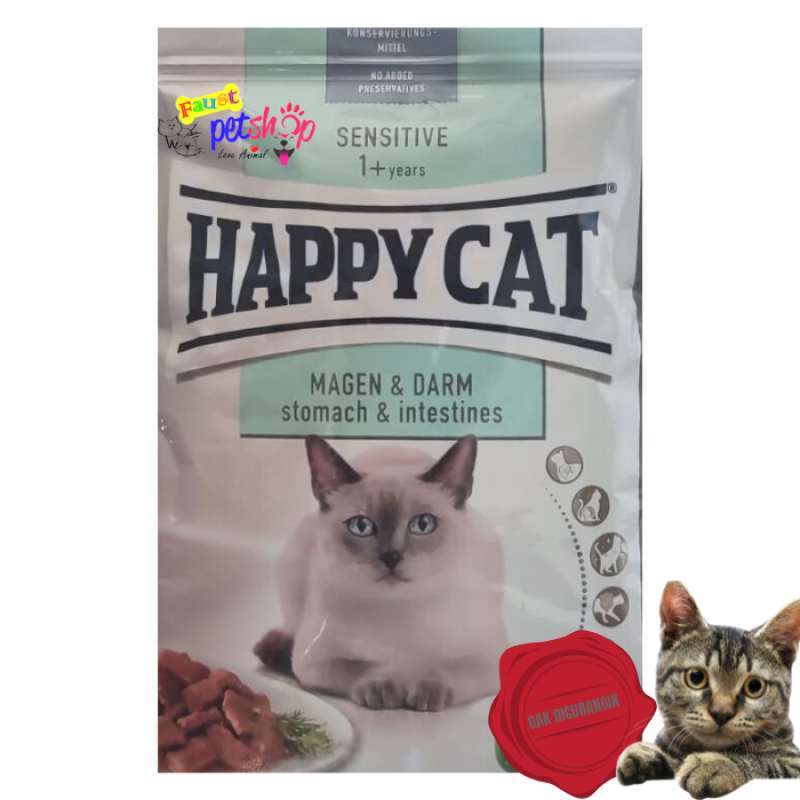 Promo Happy Cat Pouch Sensitive Magen & Darm Stomach & Intestines 85 Gr ...