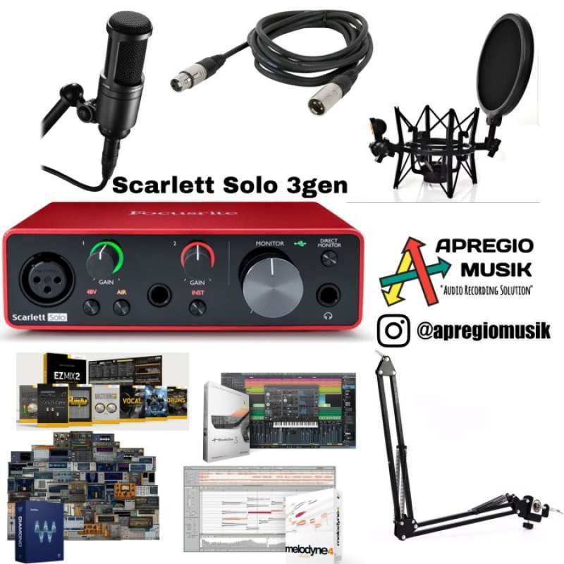 Promo Paket Recording Scarlett Solo At2020 Lengkap Diskon 17% di Seller ...