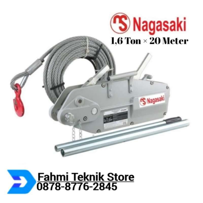 Promo Tirfor 1,6 Ton × 20 Meter Wire Rope Pulling Hoist Ori NAGASAKI ...