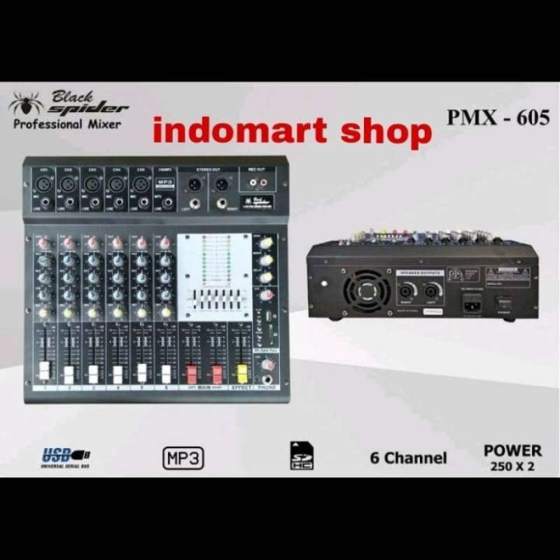 Promo POWER MIXER BLACK SPIDER PMX-605 ( 6 CHANNEL ) ORIGINAL Diskon 23% di Seller Gamma Store ...