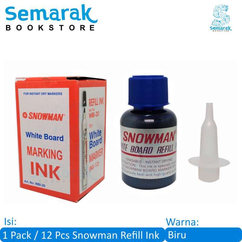 Jual Snowman Refill Ink Isi Tinta Spidol Whiteboard Dapat Dihapus 20 ml ...
