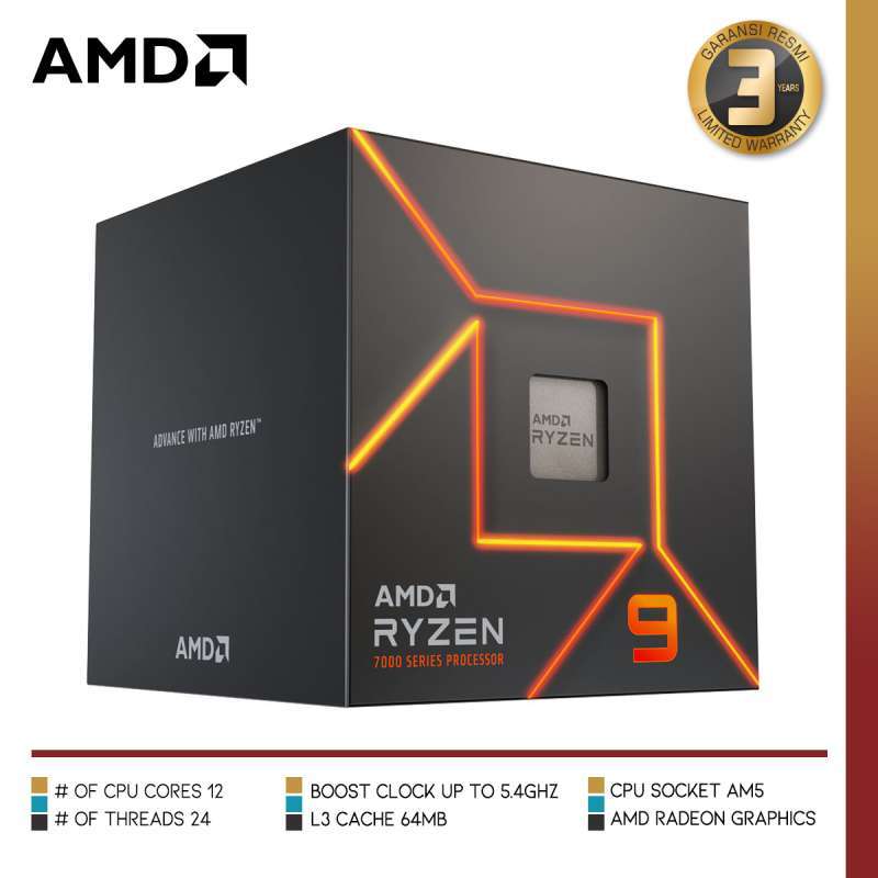 Jual AMD Ryzen™ 9 7900 Gaming Processor | Ryzen 9 7000 Series 12-Core ...