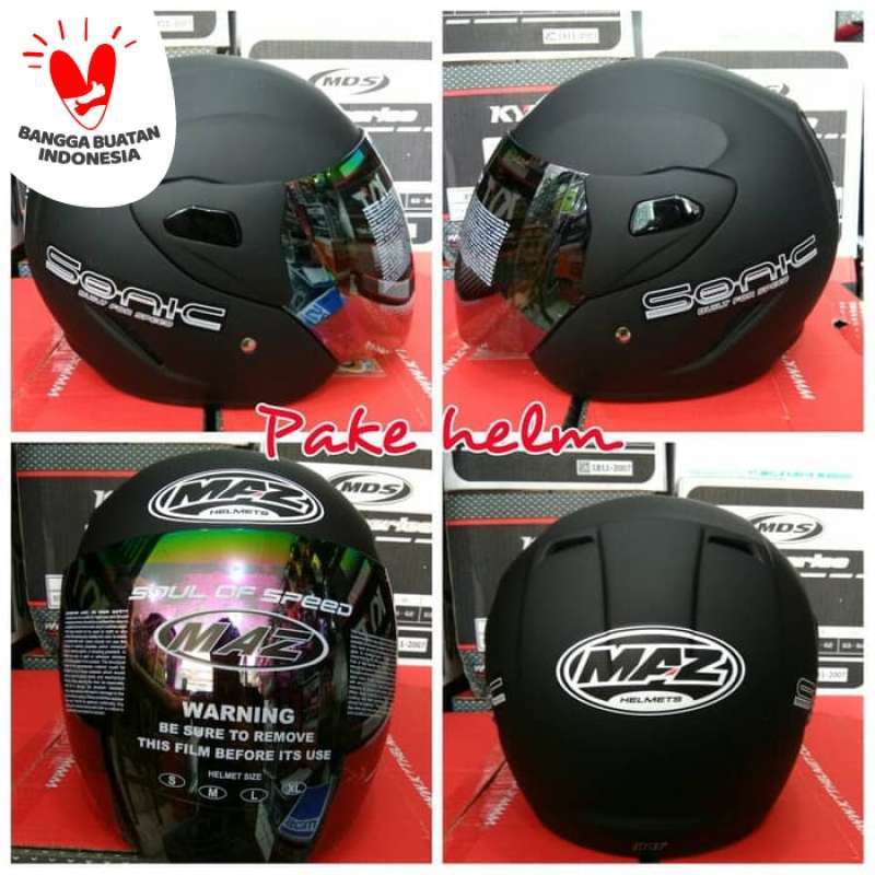 Jual HELM MAZ SONIC HITAM DOF MIRIP HELM GM EVO di Seller PAKE HELM ...