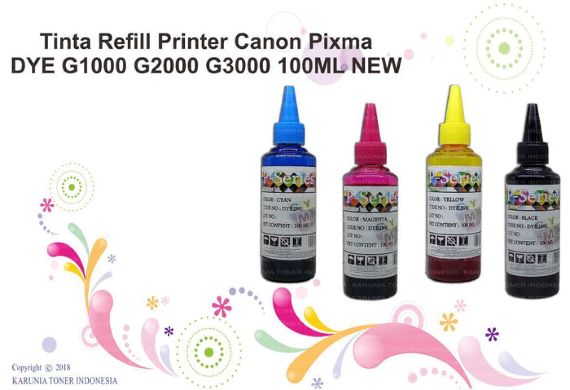 Jual Tinta Refill Printer Canon Pixma DYE G1000 G2000 G3000 100ML NEW ...