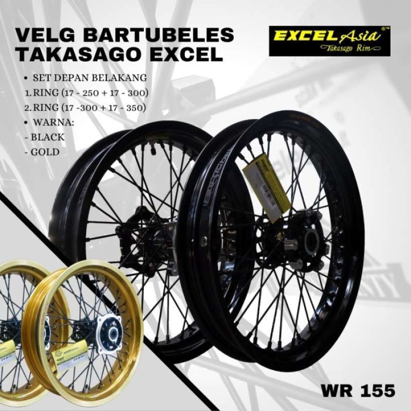 Promo Velg excel takasago Bartubeless WR 155 SET 250 300 ring 17 super ...