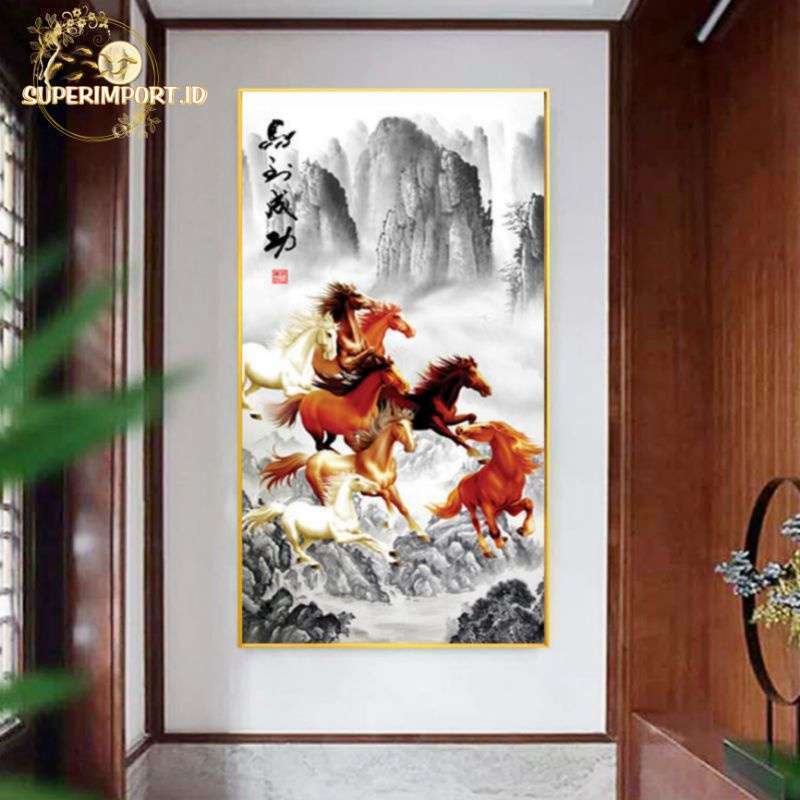 Jual Crystal Diamond Porcelain Painting Lukisan Dengan Bingkai Kuda ...