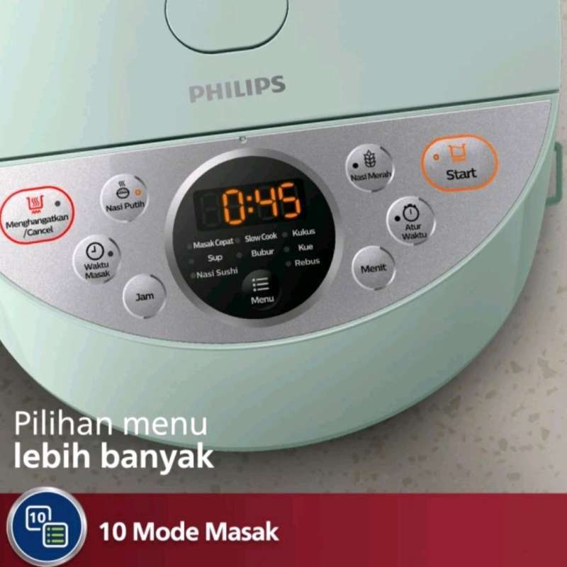 Jual Philips Hd4515 Hijau Digital Rice Cooker Fuzzy Logic 1.8 Liter 400 ...