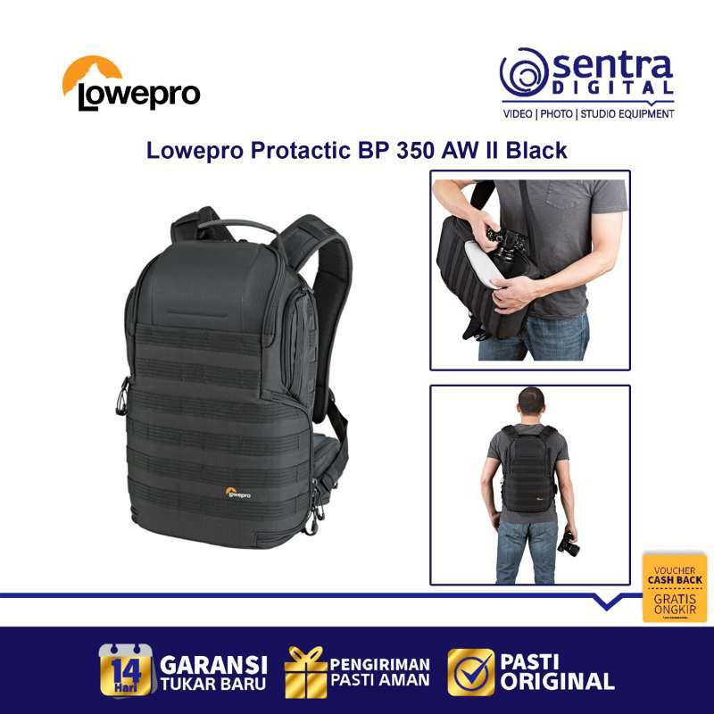 Jual Lowepro Protactic Bp 350 Aw Ii Camera And Laptop Backpack (black ...
