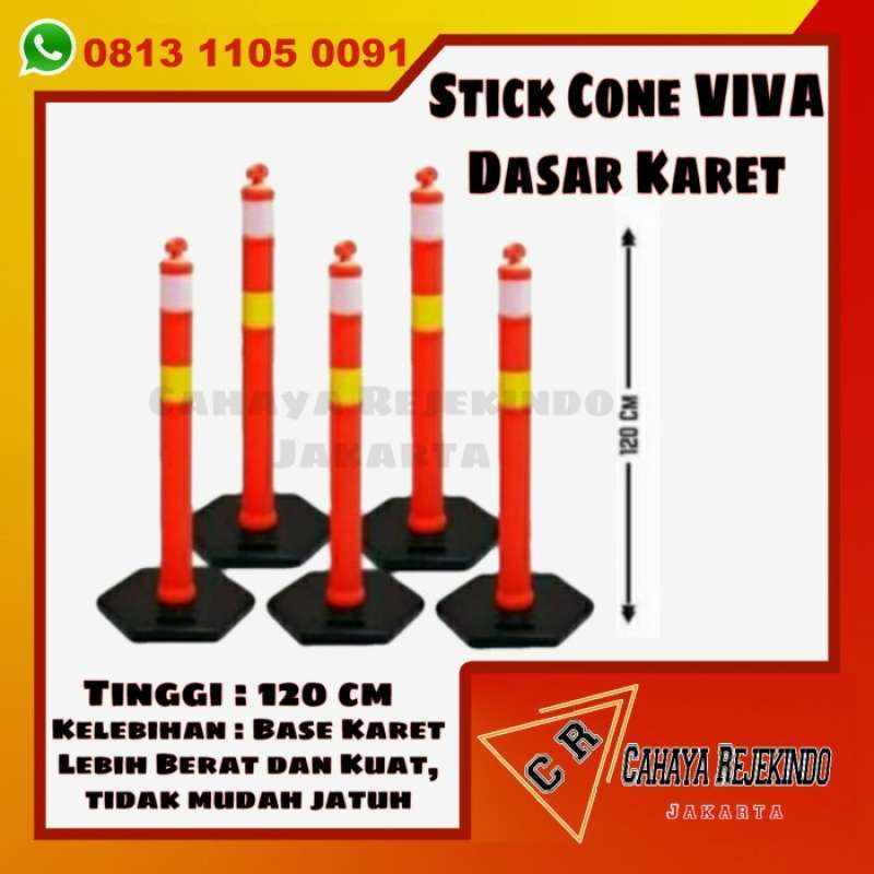 Promo Stick Cone Traffic Cone Tapak Karet Tinggi 120cm VIVA Diskon 23% ...
