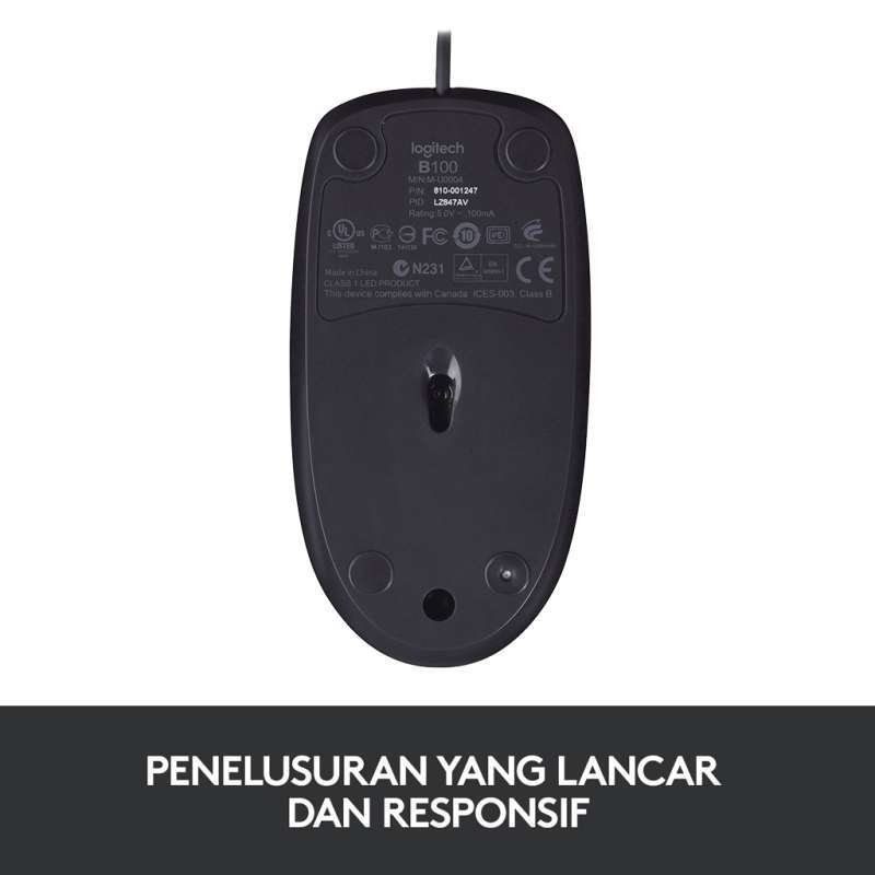 Jual Logitech B100 Black Optical Mouse USB Original di Seller Sadar ...