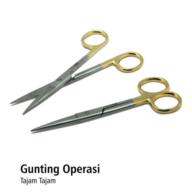 Jual Gunting Operasi Lurus 14,5cm Gold Tajam-tajam Onemed Di Seller ...
