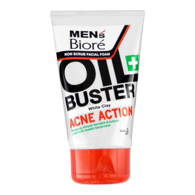 Jual Biore Men Oil Buster White Clay Acne Action Non Scrub Facial Foam ...
