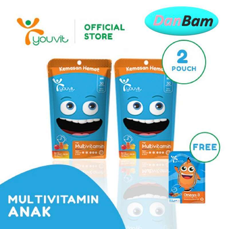 Promo Youvit Multivitamin Gummy Anak 2 Pouch isi 60 Gummy + Free Omega ...