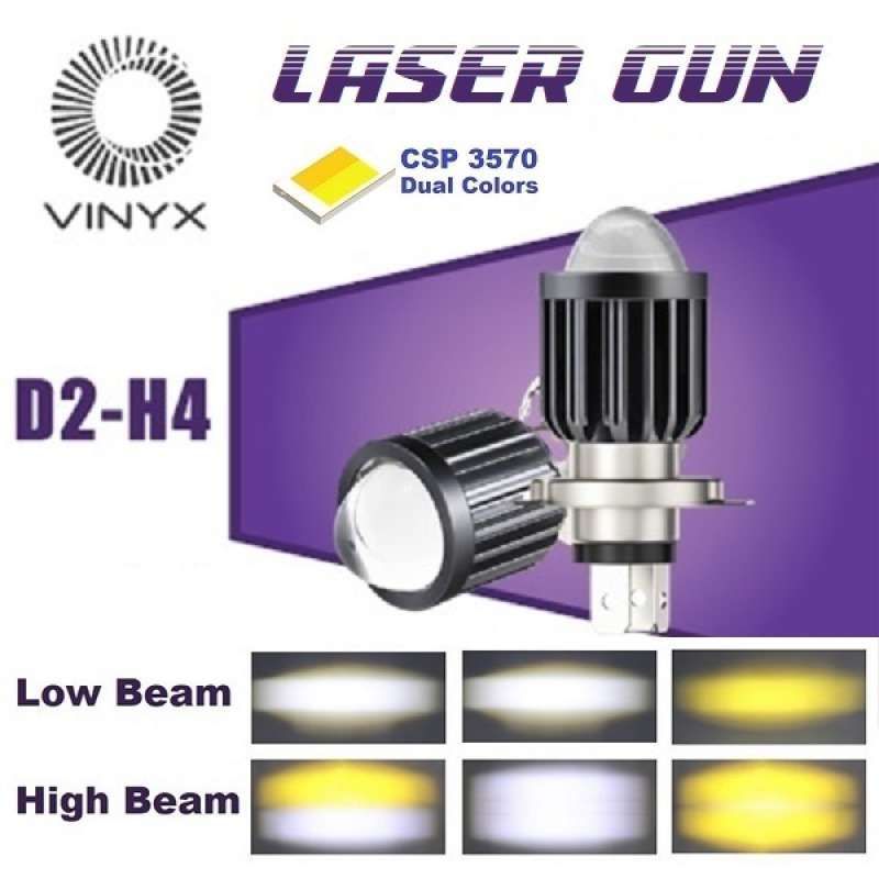 Promo Lampu LED Utama Motor Mobil D2 H4 Laser 2 Warna Putih Kuning AC ...