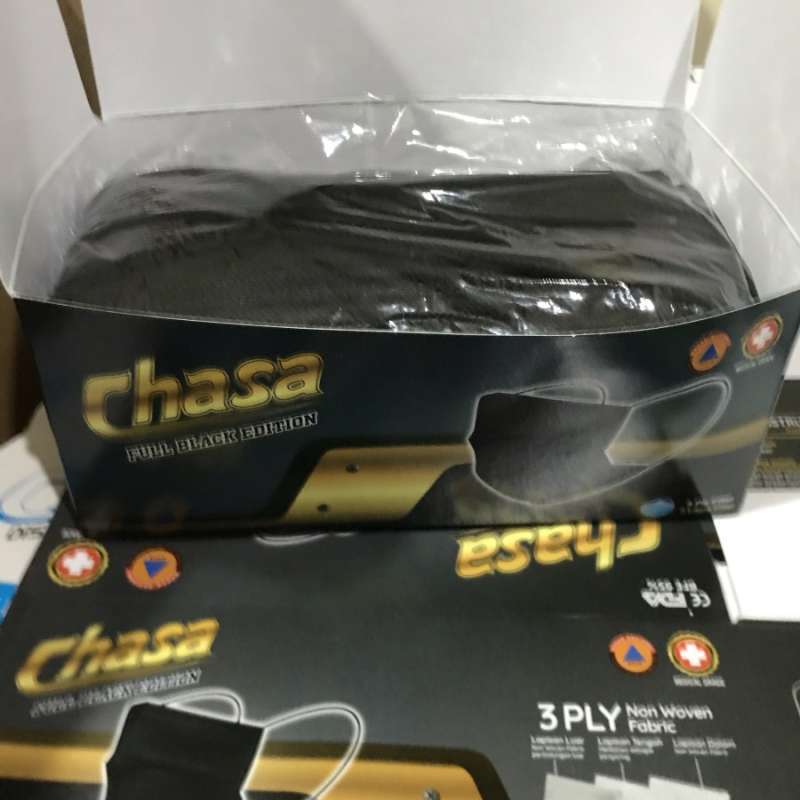Jual Masker Hijab Chasa Hitam Headloop [3 Ply/ 50 Pcs] Disposable Masks ...