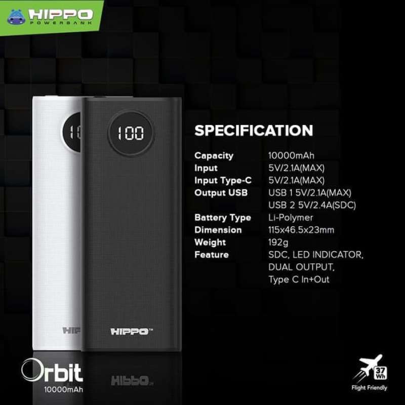 Jual Hippo Powerbank ORBIT 10000mAh 3in1 Charging Smart Detect Charging ...