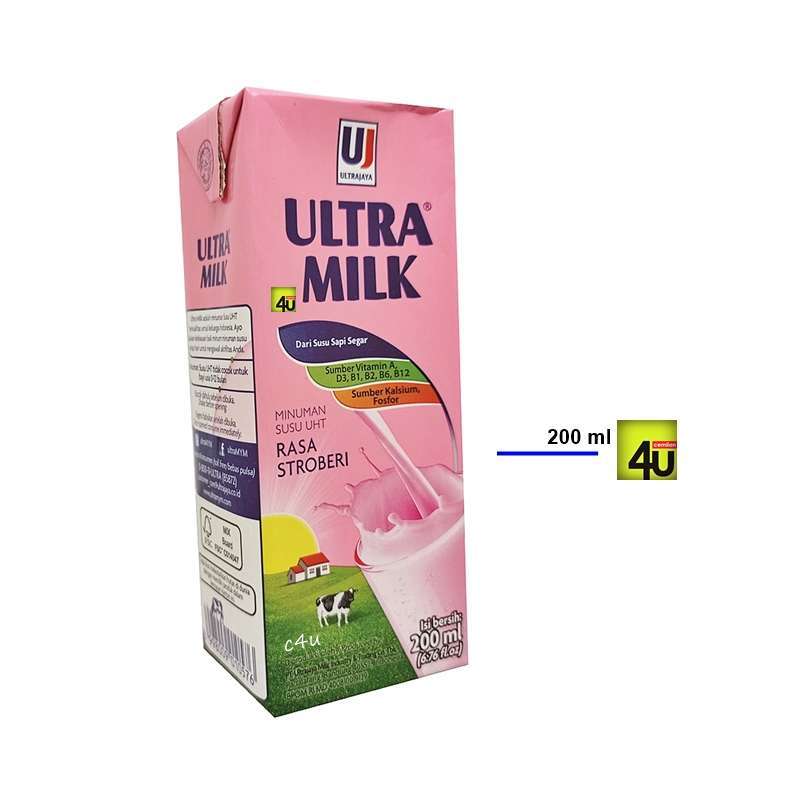 Promo Ultra Jaya - Ultra Milk UHT RTD Rasa STRAWBERRY - Tetra Pack [200 ...