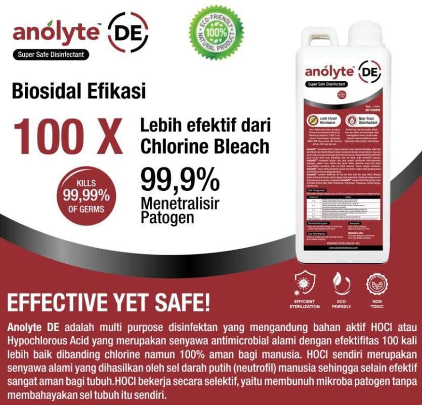 Jual Anolyte De 1 Liter Disinfektan Food Grade Makanan Non Toxic ...