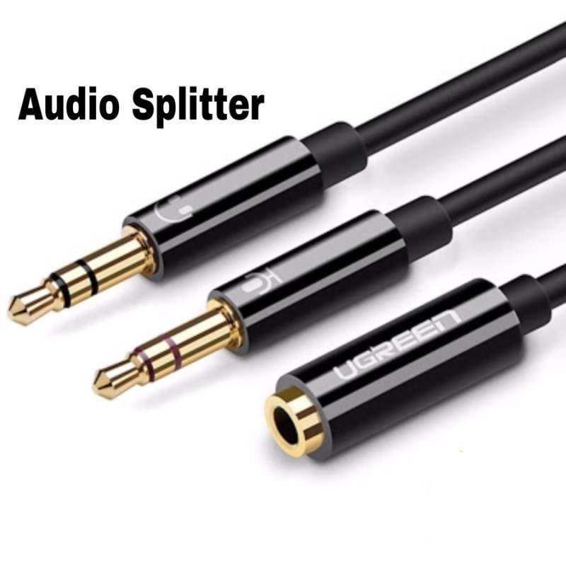 Jual UGREEN Audio Splitter with Microphone 3.5mm Male 2 Dual 3.5mm ...