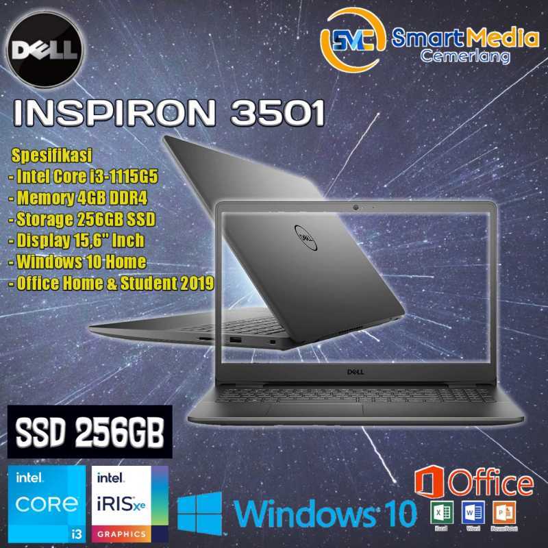 Jual LAPTOP DELL INSPIRON 15 3501|i3-1115G4|4GB|256GB|UMA|15,6| W10+OHS di Seller Smart Media ...