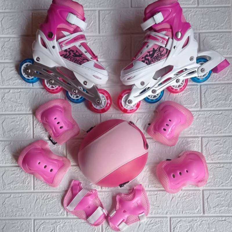 Promo 1 set sepatu roda lengkap dengan helm dan Deker pelindung siku ...