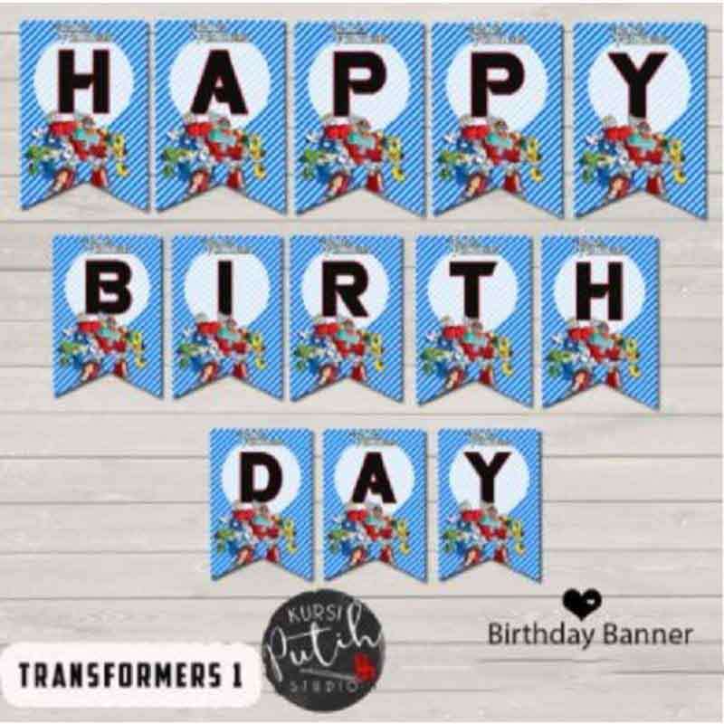 Jual Flag Banner Ulang Tahun / bunting birthday tema Transformers di ...