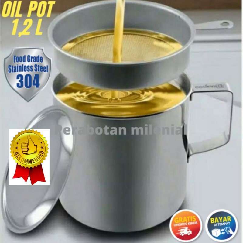 Jual Oil pot stainless Wadah minyak jelantah Tempat minyak goreng ...