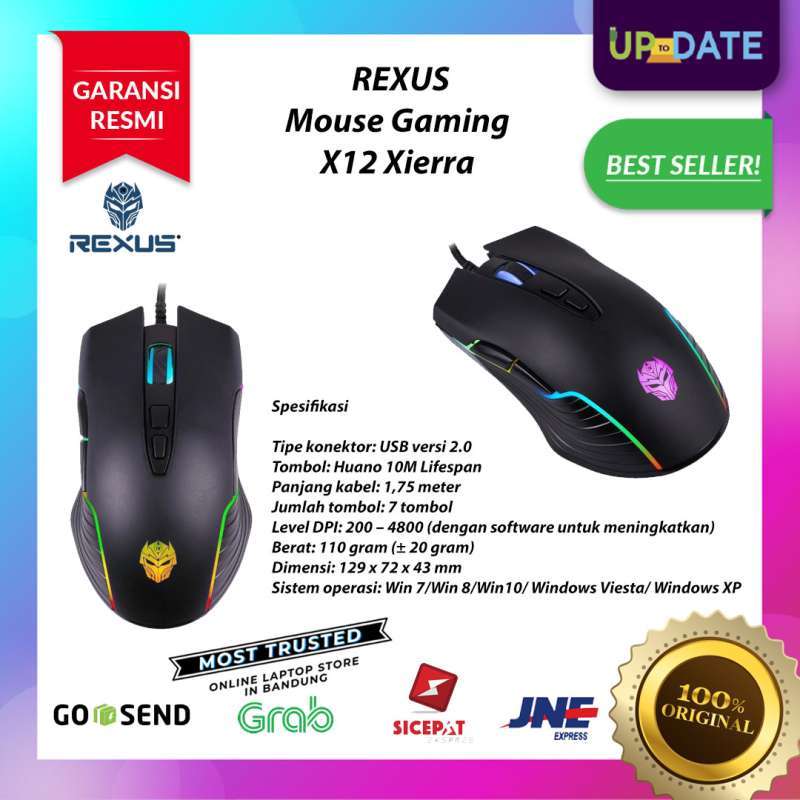 Jual Rexus Xierra X12 Mouse Gaming RGB 7200 DPI di Seller Up To Date ...