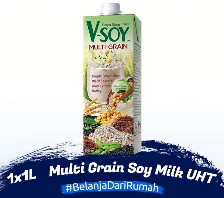 Jual V-SOY VSOY Multi Grain Soy Milk UHT 1L 1liter 1 liter di Seller ...