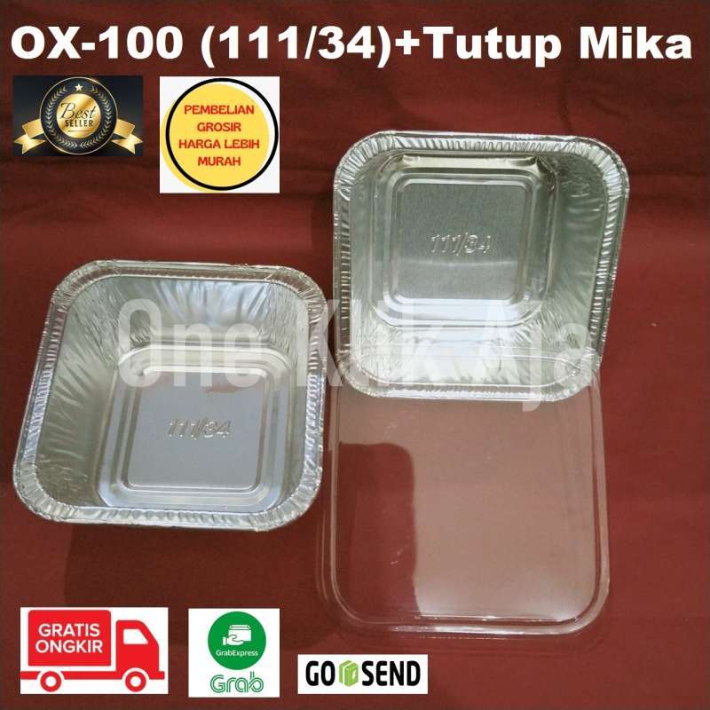 Promo Ox-100 Alumunium Tray Foil Aluminium Tempat Kue with Penutup Mika isi 10 Set Diskon 43% di ...