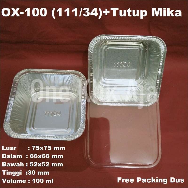 Jual Ox-100 Alumunium Tray Foil Aluminium Tempat Kue With Penutup Mika Isi 10 Set Di Seller One ...