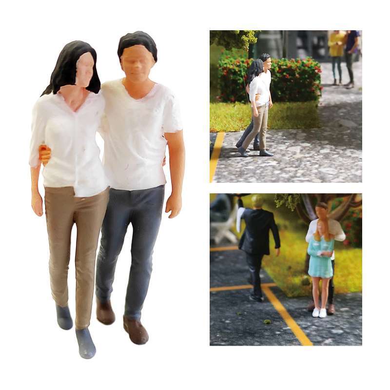 Promo 1:64 Scale Hand Painted Miniature Model Couple Figures Park ...