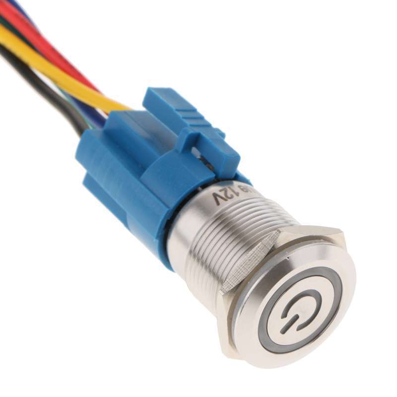 Jual 19mm 12v 5a Metal Car Push Button Switch Self-locking With Power ...