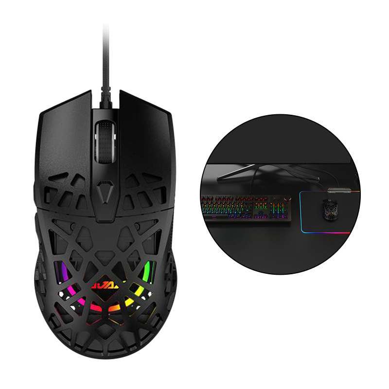 Promo Ultralight RGB Gaming Mouse Wired Honeycomb Design for Computer ...