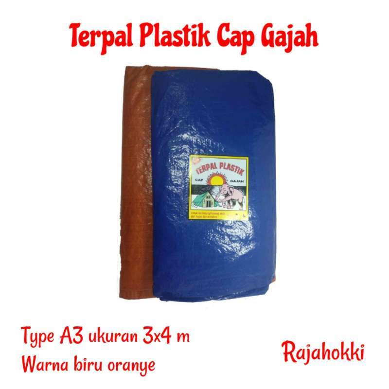 Jual Terpal Plastik Cap Gajah Warna Biru Oranye A3 3X4 m di Seller ...